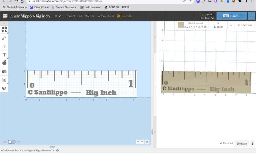 C sanfilippo 6 big inch ruler | Inventables