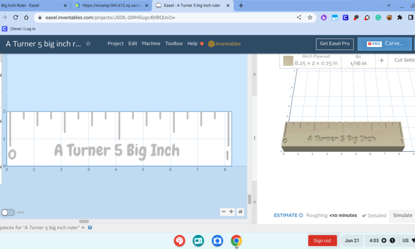 A Turner 5 big inch ruler | Inventables